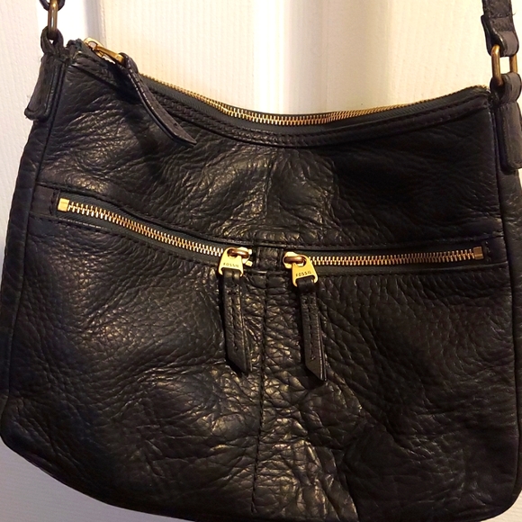 Fossil | Bags | Fossil Black Leather Crossbody | Poshmark